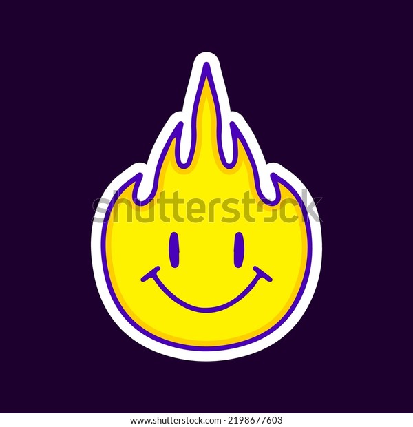 Flaming Smile Emoji Face Cartoon Illustration Stock Vector (Royalty ...