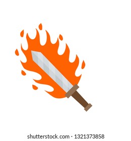 Flaming Sword Red Flame Magical Fantasy Stock Vector (Royalty Free ...