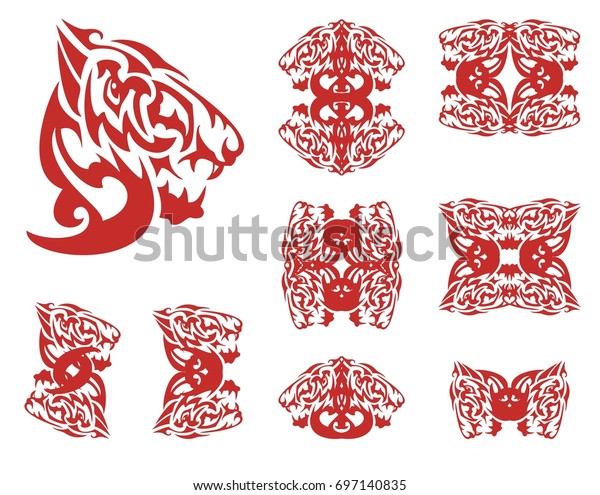 Flaming Wolf Symbols Tribal Aggressive Wolf 스톡 벡터(로열티 프리) 697140835 ...