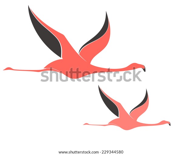 Flamingo Flying Birds On White Background Stock Vector (Royalty Free ...