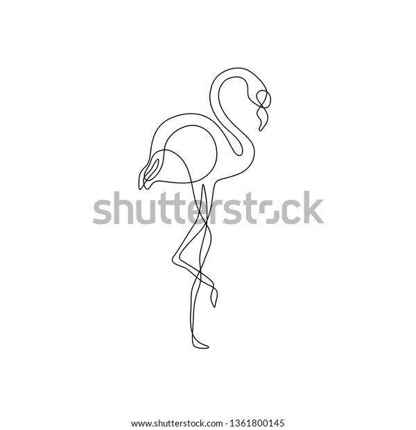 Flamingo Silhouette Continuous Line Drawing Single Stock Vector ...