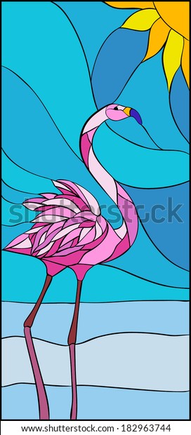Flamingo Stained Glass Window Stock Vector (Royalty Free) 182963744 ...