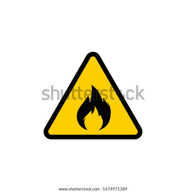 Flammable Fire Burn Symbol Yellow Warning Stock Vector (Royalty Free ...