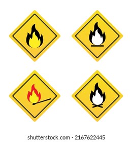 Flammable Inflammable Substances Fire Signs Vector Stock Vector ...