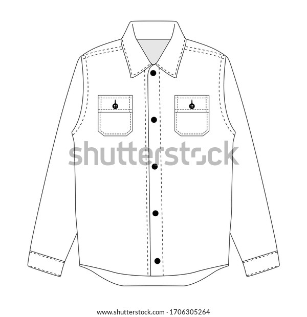 Flannel Shirt Vector Illustration Flat Outline Stock Vector (Royalty ...