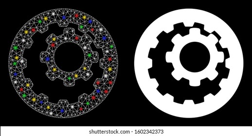 Flare Mesh Internal Gears Icon Sparkle: vector de stock (libre de ...