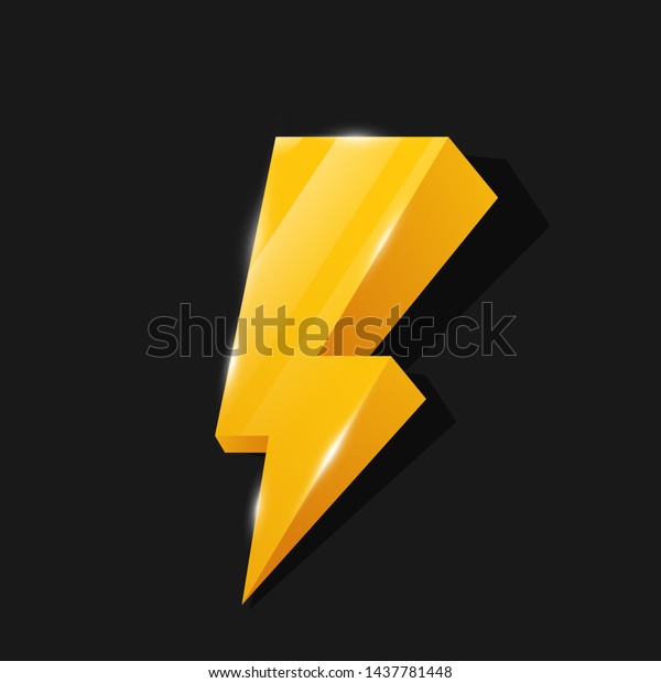 Flash 3d Icon Yellow Lightning Theme Stock Vector (Royalty Free) 1437781448