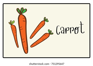 Flash Card Carrot Handdrawn Stock Vector (Royalty Free) 751295647 ...