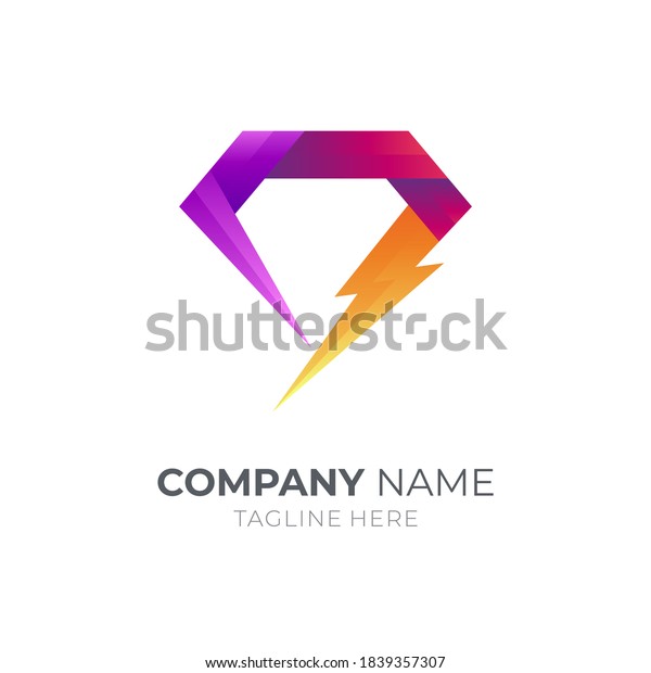 Flash Diamond Logo Diamond Stone Thunder Stock Vector (Royalty Free ...