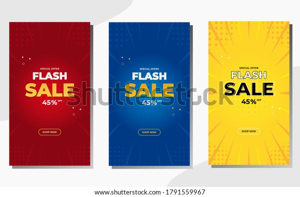 Flash Sale Banner Design Set Vector Stock Vector (Royalty Free ...