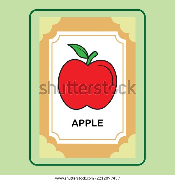 Flashcard Apple Vector Cartoon Cute Doodle Stock Vector (Royalty Free ...