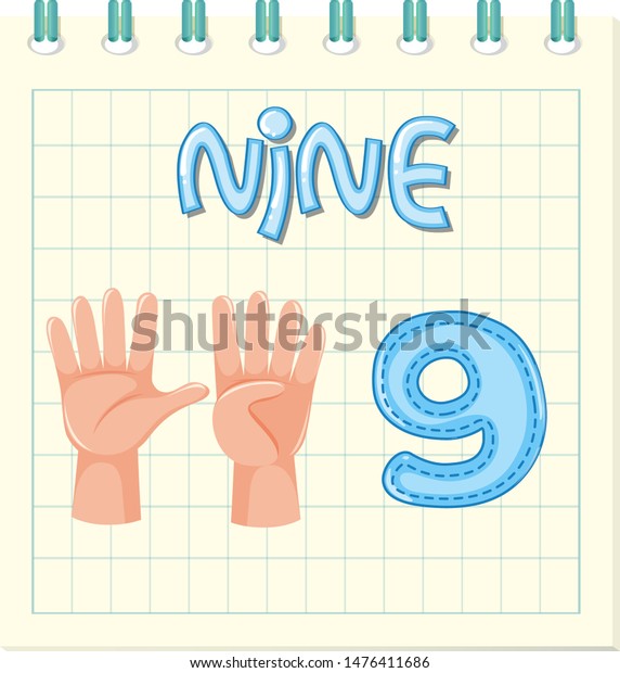 Flashcard Design Number Nine Illustration Stock Vector (Royalty Free ...