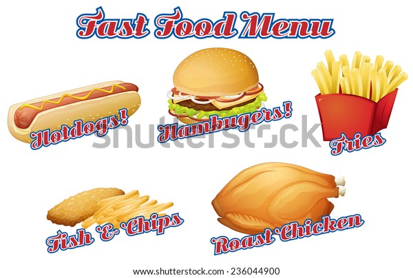 Flashcard Fast Food Menu Stock Vector (Royalty Free) 236044900 ...