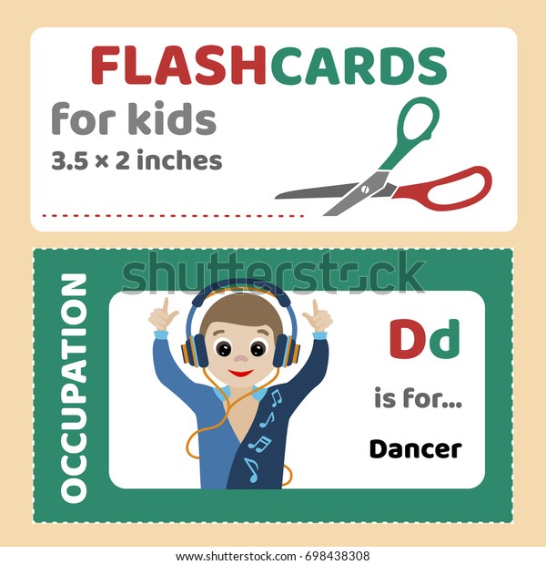 Flashcard Kids Occupation Dancer Vector Image Stock Vector (Royalty ...