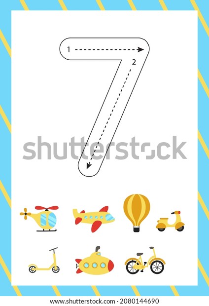 Flashcard Learning Numbers Transportation Means How Stock Vector ...