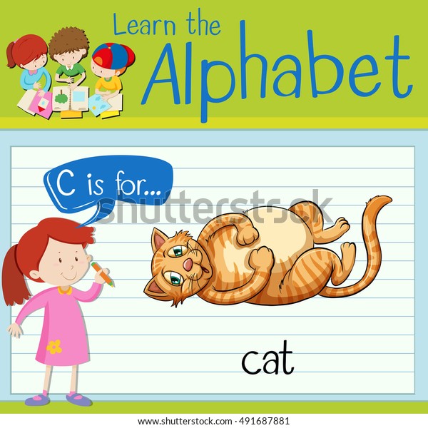 Flashcard Letter C Cat Illustration: เวกเตอร์สต็อก (ปลอดค่าลิขสิทธิ์ ...