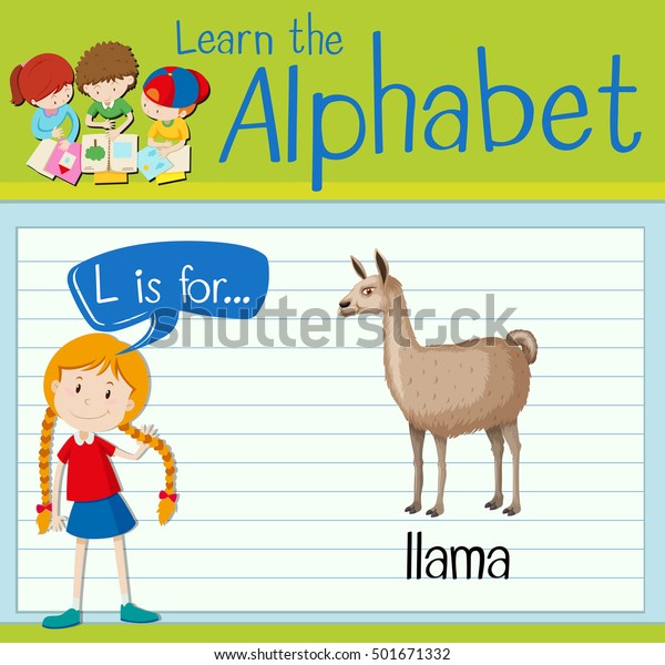 Flashcard Letter L Llama Illustration Stock Vector (Royalty Free ...
