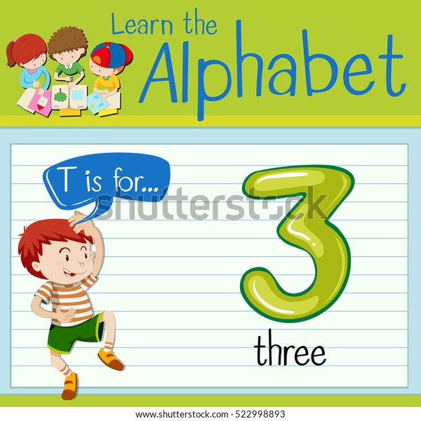 Flashcard Letter T Three Illustration Stock Vector (Royalty Free ...