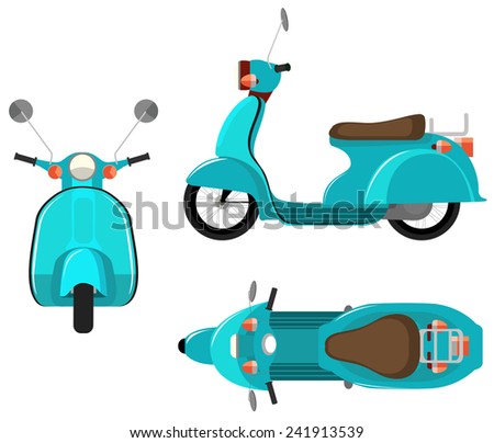 Flashcard Scooter Three Side View เวกเตอร์สต็อก (ปลอดค่าลิขสิทธิ์ ...