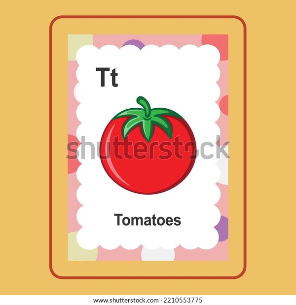 Flashcard Tomatoes Vector Cartoon Cute Doodle Stock Vector (Royalty ...