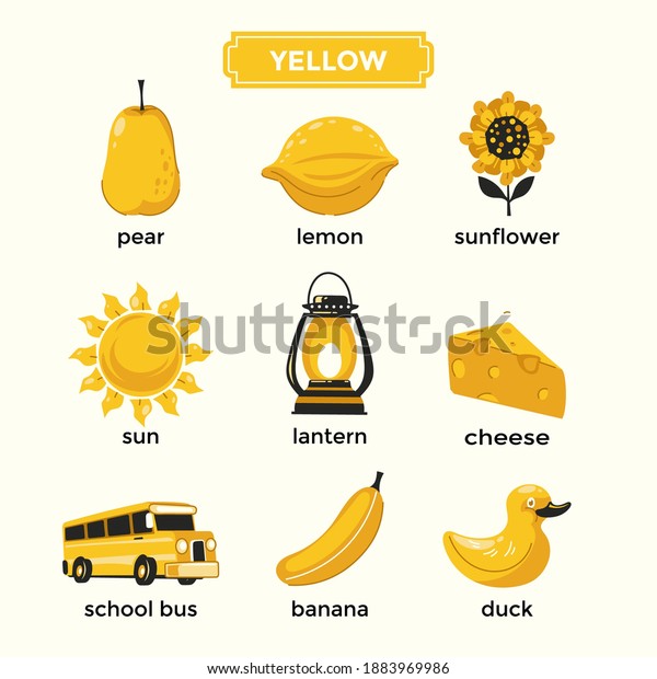 Flashcards Learning Yellow Color Vocabulary Set Stock Vector (Royalty ...