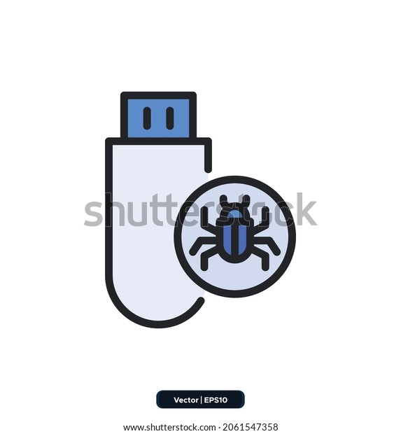 Flashdisk Virus Icon Protection Security Icons Stock Vector (Royalty ...