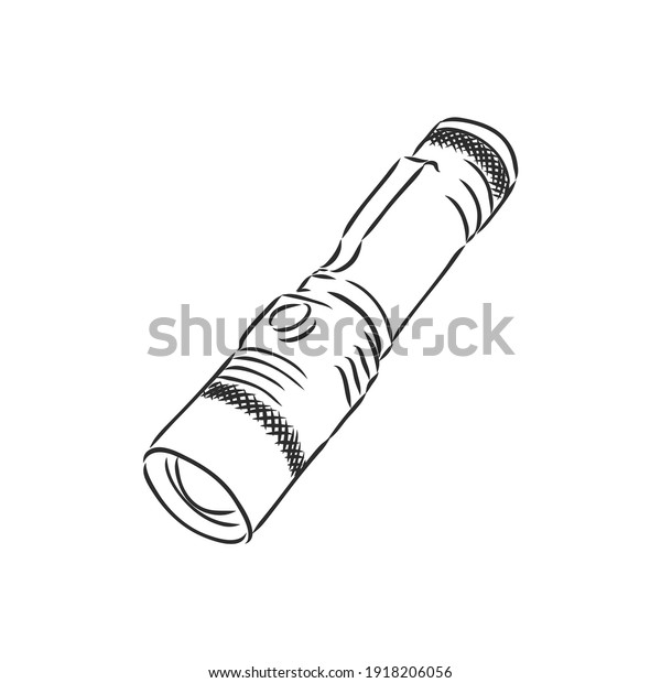 Flashlight Cartoon Vector Illustration Black White Stock Vector ...