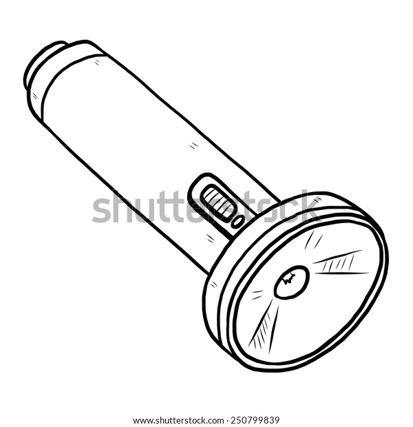 Flashlight Cartoon Vector Illustration Black White Stock Vector ...