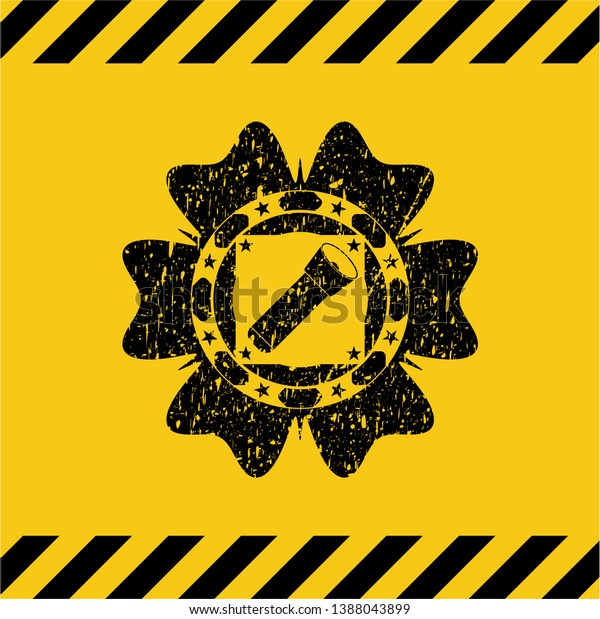 Flashlight Icon Black Grunge Emblem Yellow Stock Vector (Royalty Free ...