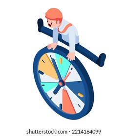 Flat 3d Isometric Businessman Jumping Over Stock Vector (Royalty Free ...