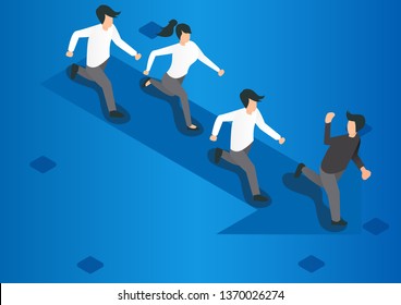 Flat 3d Isometric Businessman Run Following: เวกเตอร์สต็อก (ปลอดค่า ...