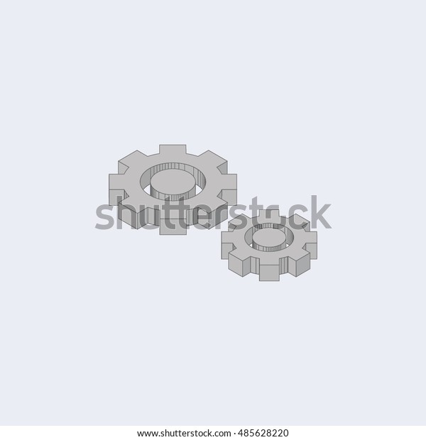 Flat 3d Isometric Cog Wheels Gear Stock Vector (Royalty Free) 485628220 ...