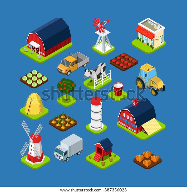 Flat 3d Isometric Isometry Set Countryside Stock Vector (Royalty Free ... Flat 3d Isometric Isometry Set Countryside Stock Vector (Royalty Free ...