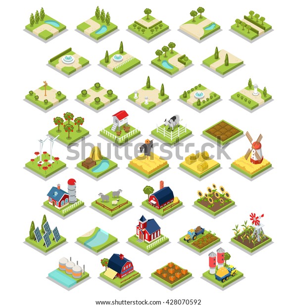 Flat 3d Isometric Isometry Set Countryside Stock Vector (Royalty Free ... Flat 3d Isometric Isometry Set Countryside Stock Vector (Royalty Free ...