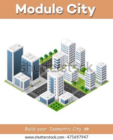 Flat 3 D Isometric Urban City Infographic Stock Vector (Royalty Free ...