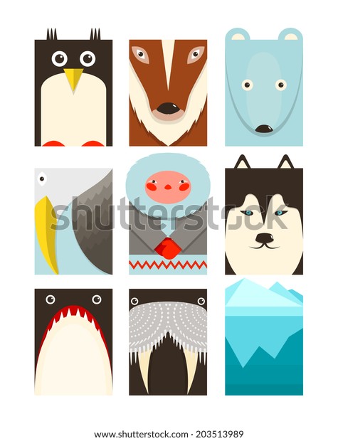 Flat Arctic Symbols Set North Pole Stock Vector (Royalty Free) 203513989