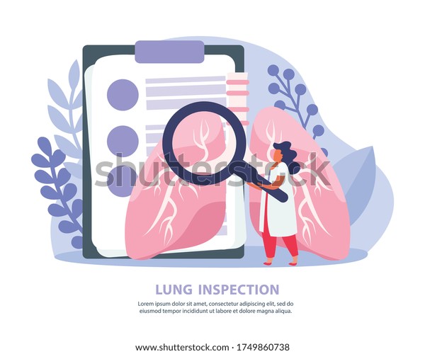 Flat Background Doctor Doing Lung Inspection Stock Vector (Royalty Free ...