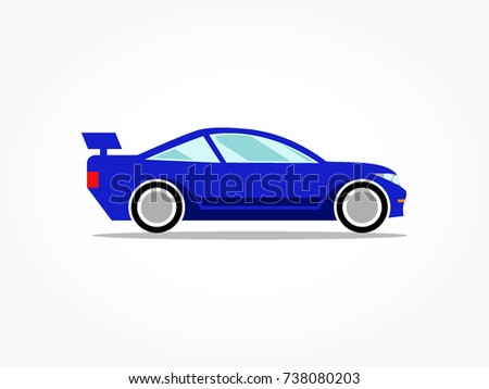 Flat Blue Car Icon Cartoon Vector Stock Vector (Royalty Free) 738080203 ...