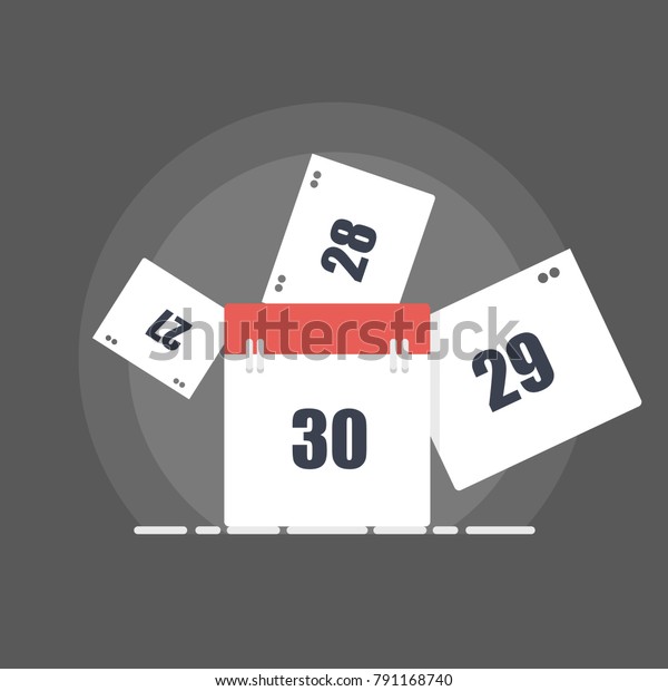 Flat Calendar Pages Flying Away Numbers Stock Vector (Royalty Free ...