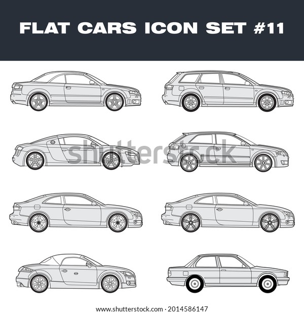 Flat Cars Outline Icon Set Side Stock Vector (Royalty Free) 2014586147 ...