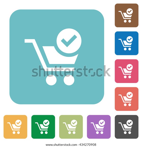 Flat Cart Checkout Icons On Rounded Stock Vector (Royalty Free) 434270908