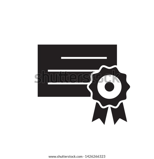 Flat Certificate Icon Symbol Sign Logo Stock Vector (Royalty Free ...
