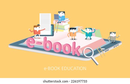 Flat Character Electronic Book Concept Illustration Stock Vector ...