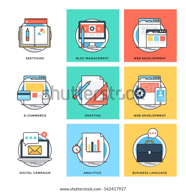 Flat Color Line Design Concepts Vector Stock Vector (Royalty Free ...