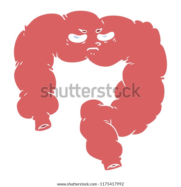Flat Color Style Cartoon Angry Colon Stock Vector (Royalty Free) 1175417992