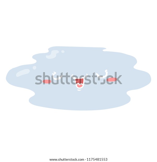 Flat Color Style Cartoon Puddle Face Stock Vector (Royalty Free ...
