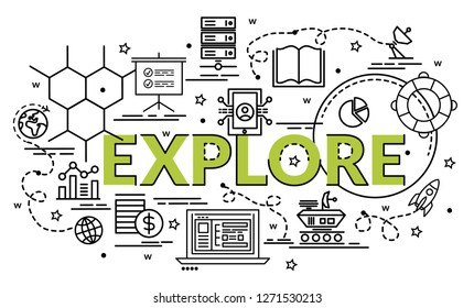 Flat Colorful Design Concept Explore Infographic Stock Vector (Royalty ...
