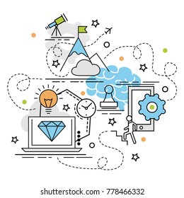 Flat Colorful Design Concept Start Infographic Stock Vector (Royalty ...