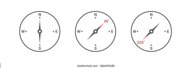 Flat Compass Illustration Symbol Set Stock Vector (Royalty Free ...