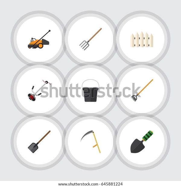 Flat Dacha Set Pail Grasscutter Cutter: vector de stock (libre de ...
